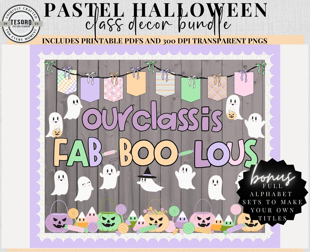 Pastel Halloween Bulletin Board Bundle | Printable Classroom Decor With ...