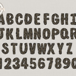 Leopard Doodle Alphabet Bundle PNG | Black and Gold Alpha Doodle ...
