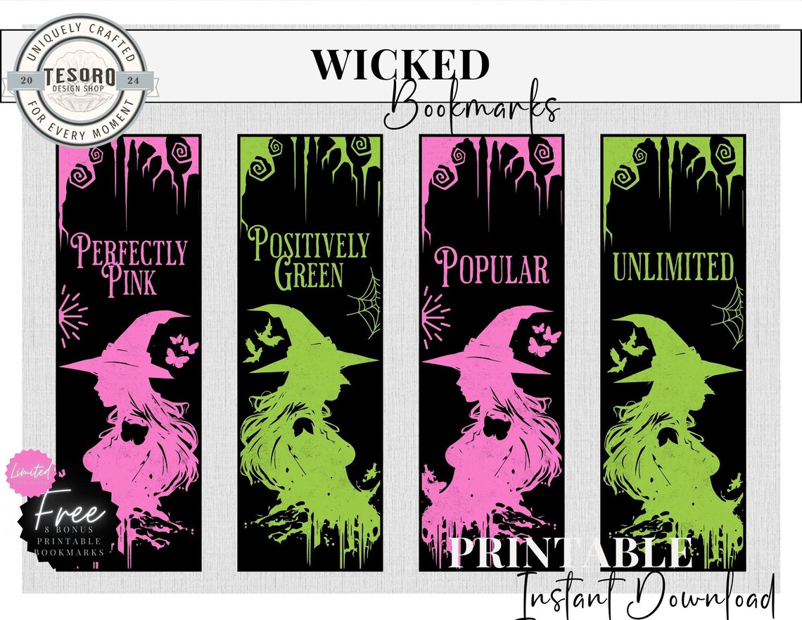 Witch Wicked Bookmark Printable | Custom Bookmarks Popular |pink ...