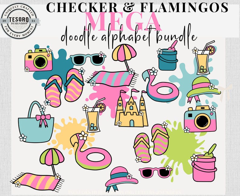 Checker Doodle Alphabet Bundle |tropical Summer Letter Clipart ...
