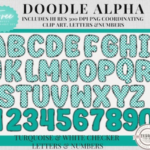 Checker Doodle Alphabet Bundle |checker Retro Font Letters & Clipart ...