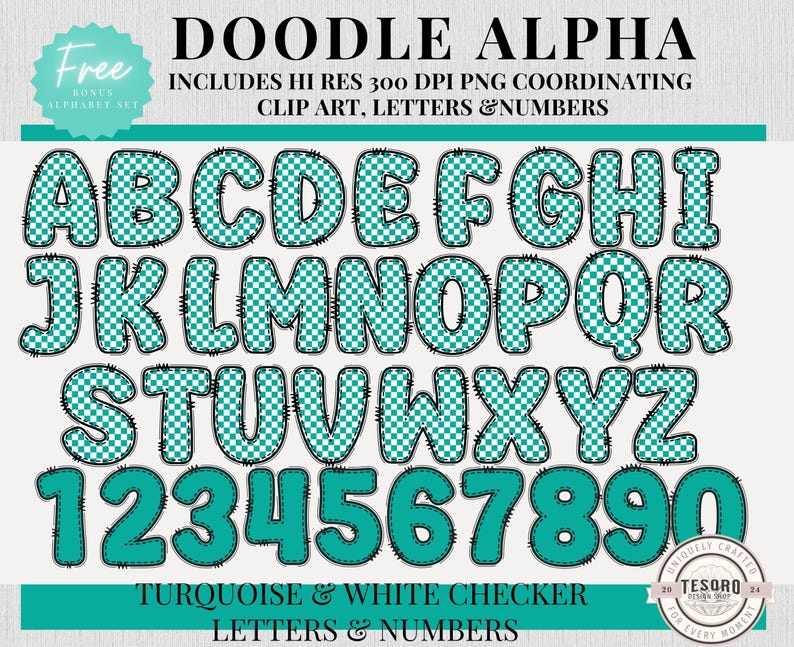 Checker Doodle Alphabet Bundle |checker Retro Font Letters & Clipart ...