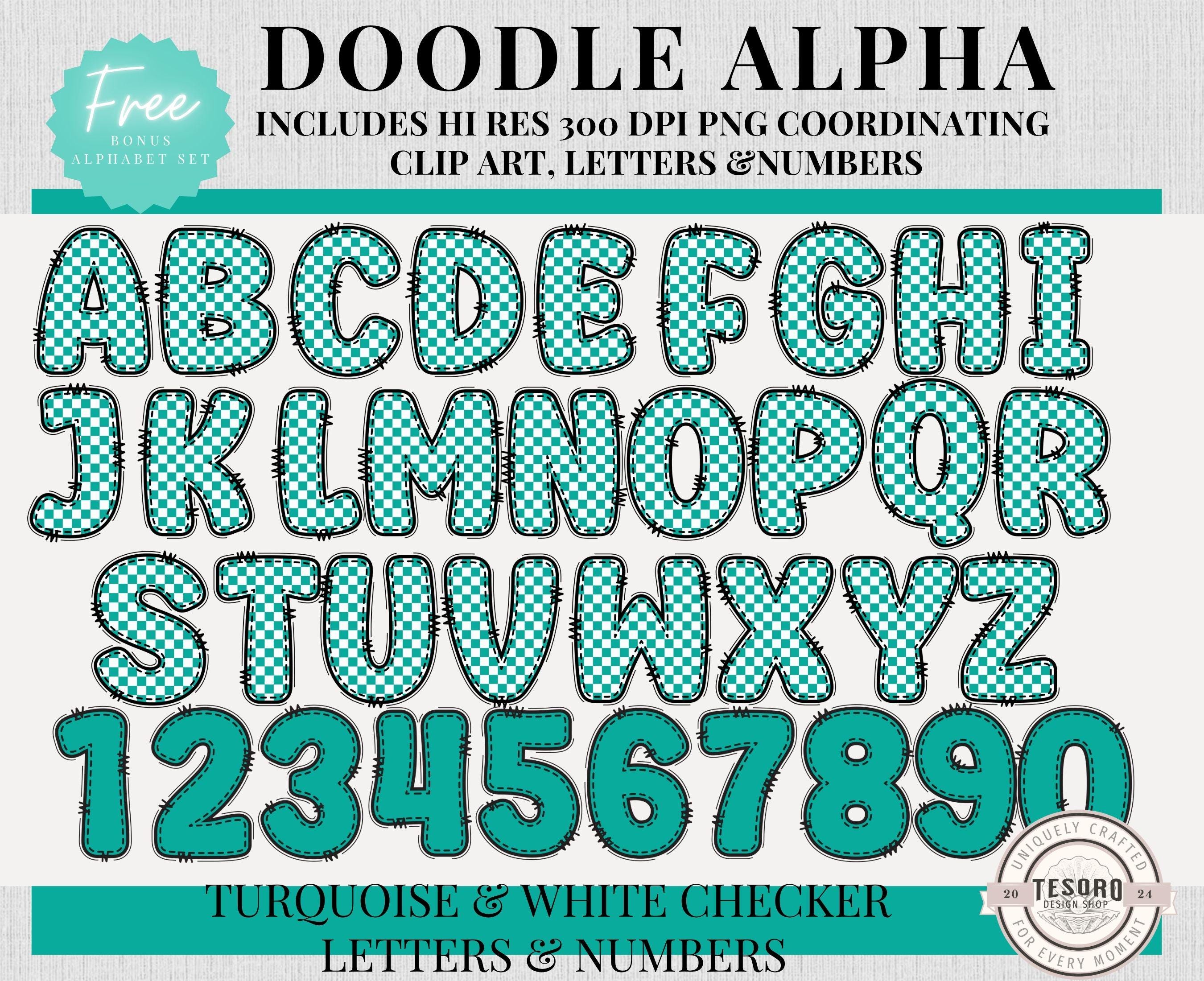 Checker Doodle Alphabet Bundle |checker Retro Font Letters & Clipart ...