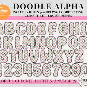 Checker Doodle Alphabet Bundle |checker Retro Font Letters & Clipart ...