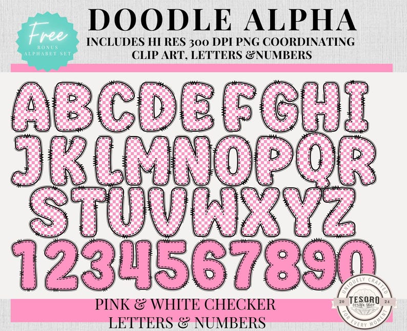 Checker Doodle Alphabet Bundle |checker Retro Font Letters & Clipart ...