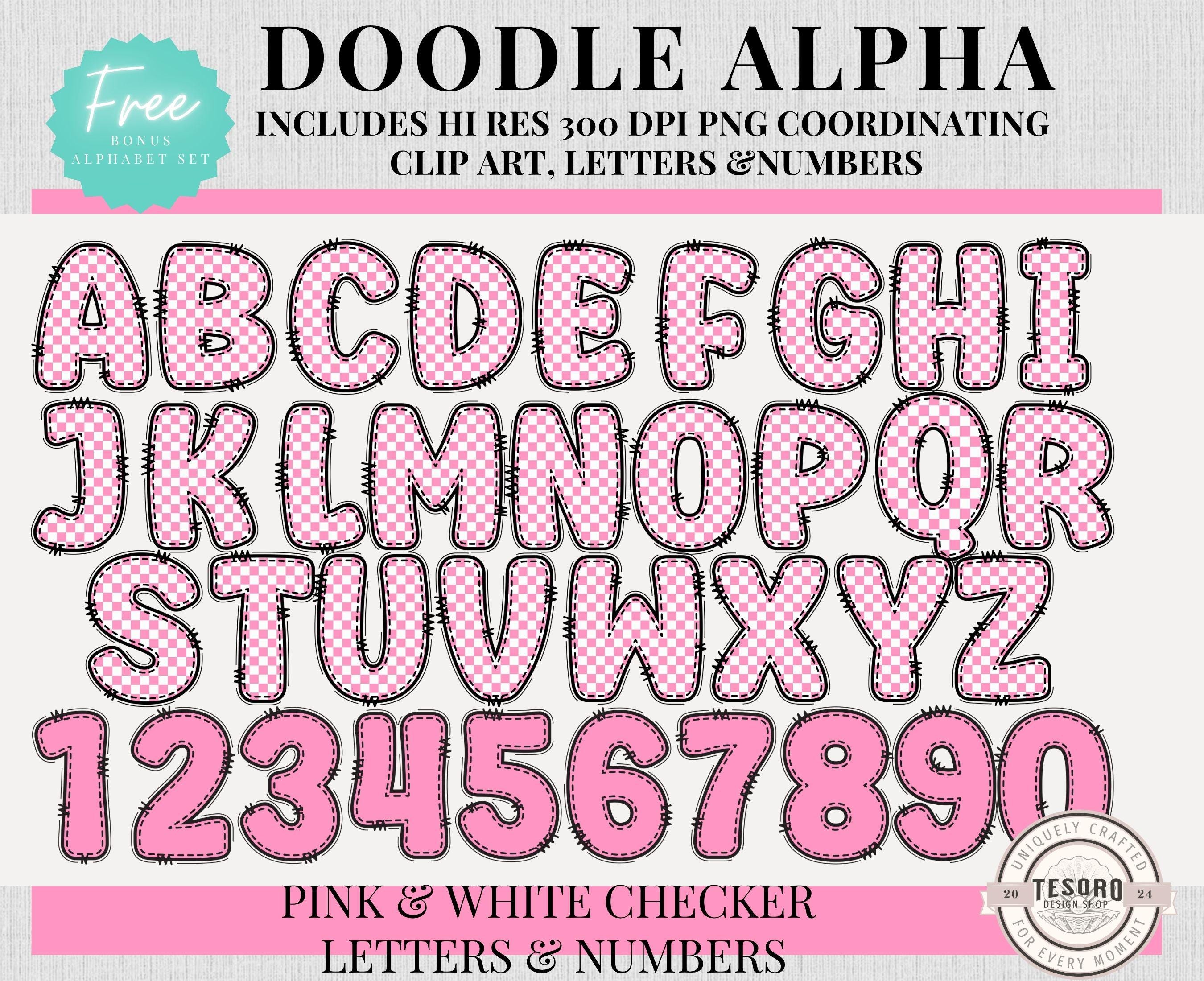 Checker Doodle Alphabet Bundle |checker Retro Font Letters & Clipart ...