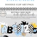 Checker Alphabet Bundle Doodle PNG | Blue Checker Retro Letters School ...