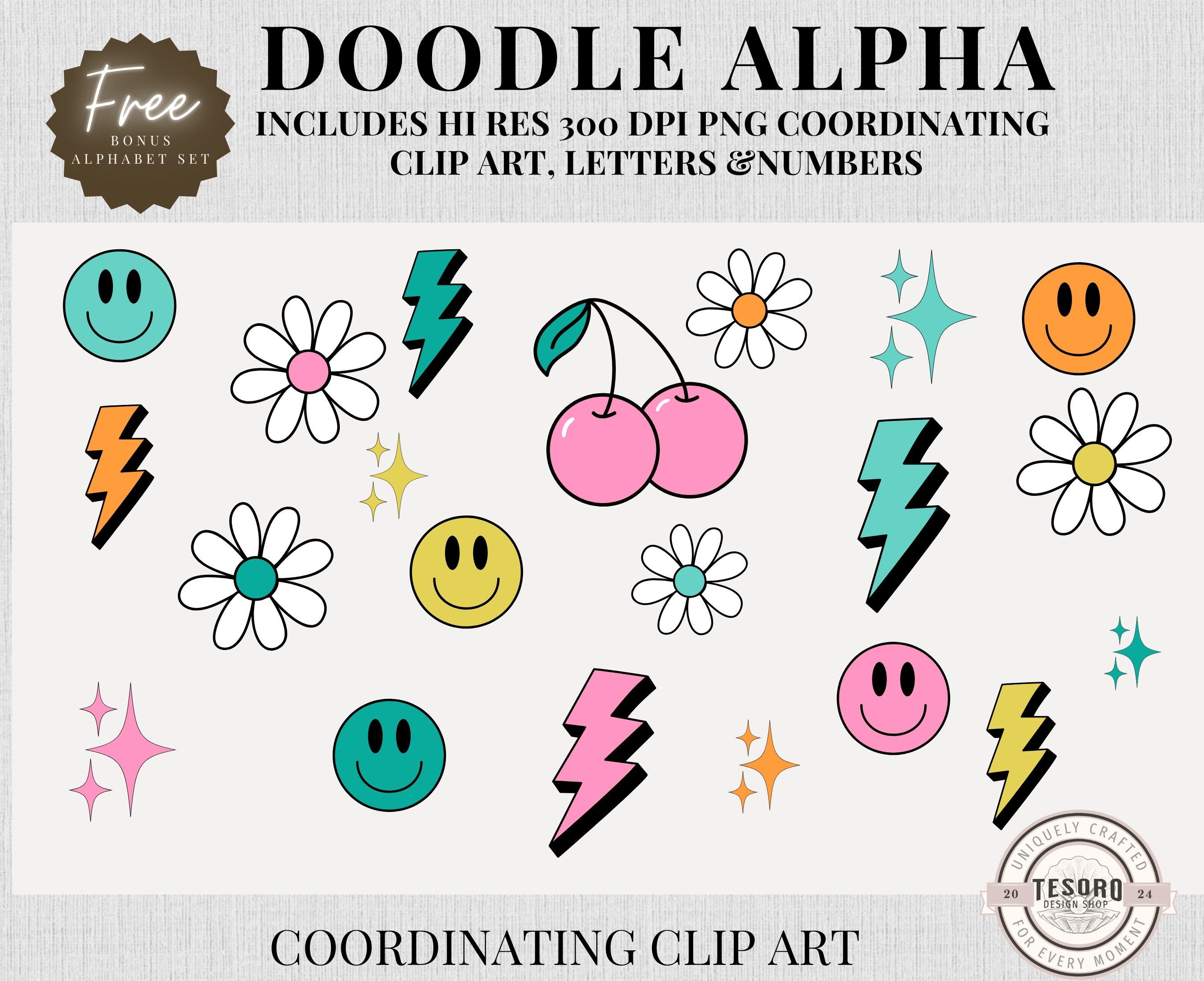 Checker Doodle Alphabet Bundle |checker Retro Font Letters & Clipart ...