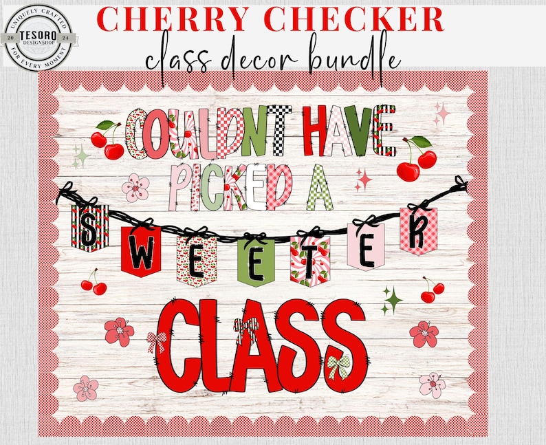 Cherry Classroom Decor Printable |bright Bulletin Board Letters Clip ...