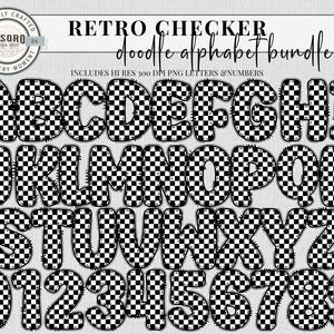 Alphabet Bundle Doodle PNG | Pink Checker Retro Letters School Teacher ...