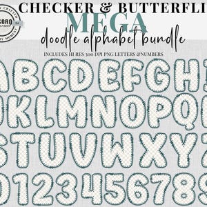 Checker Doodle Alphabet Bundle| Pastel Green Cream Pink Checker ...