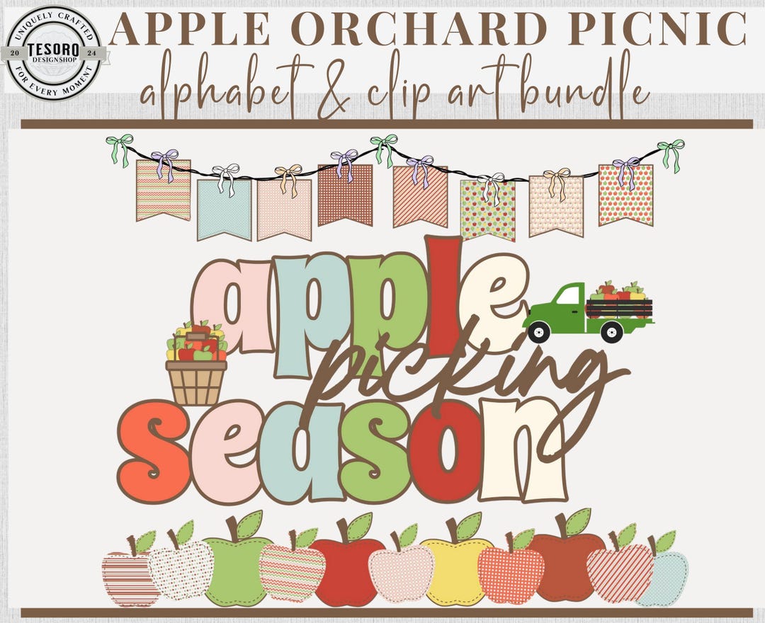 Apple Orchard Autumn Alphabet & Clip Art Bundle | Fall Apple Picking ...