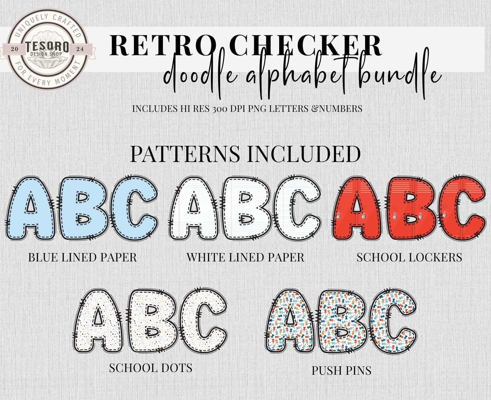 Disco Checker Cherry Retro Doodle Alphabet PNG Font |letter and Clipart ...