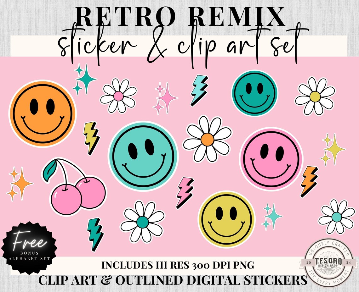 Retro Doodle Clip Art PNG Clipart |digital Planner Stickers ...
