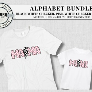 Checker Alphabet Bundle Doodle PNG | Pink Checker Retro Letters School ...