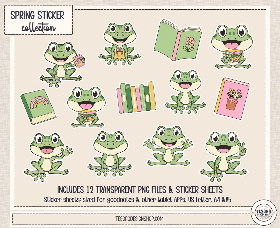 Frog Sticker Set |hoppy Reading Frog Stickers |classroom Reward ...