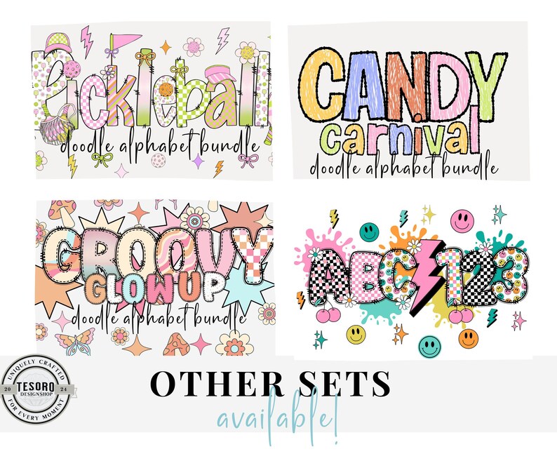 Pastel Checker Doodle Alphabet PNG |original Doodle Alphabet Bundle ...