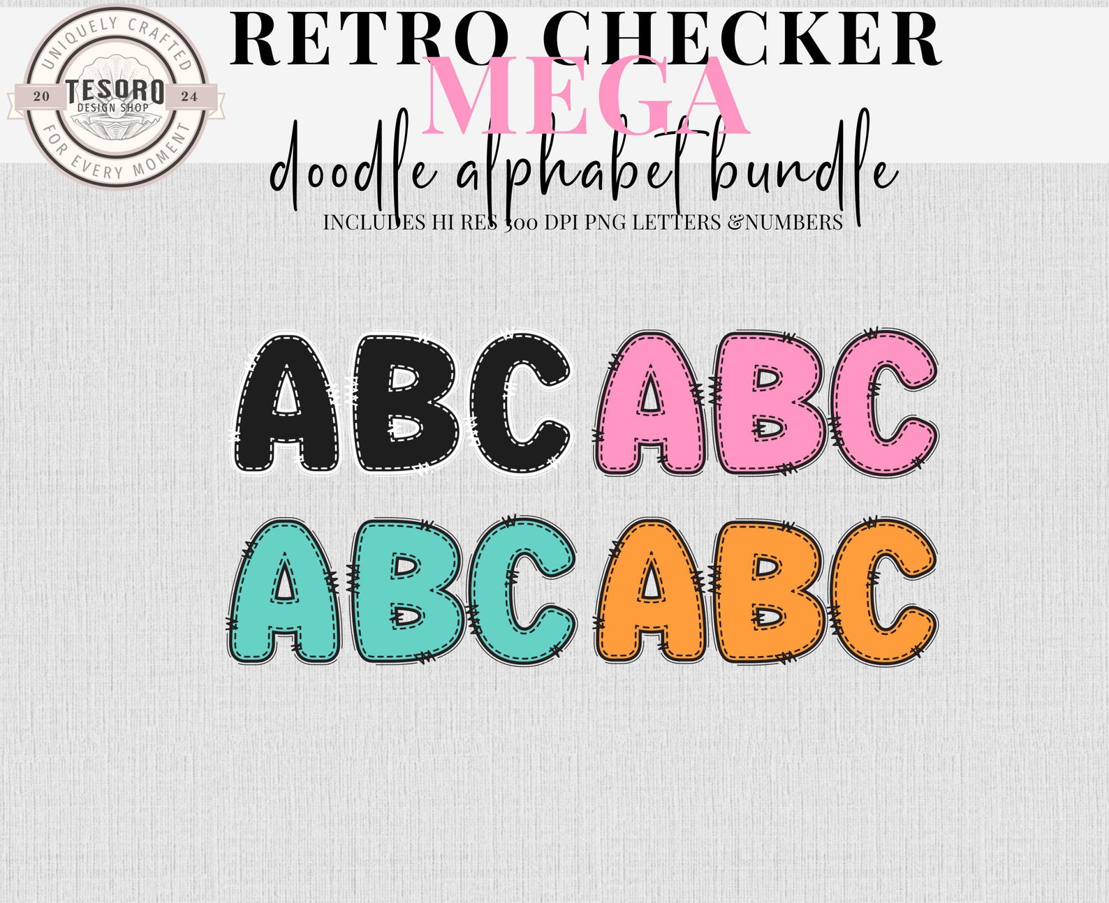 Checker Doodle Alphabet Bundle |checker & Smiley Letters |retro Font ...