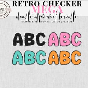 Checker Doodle Alphabet Bundle |checker & Smiley Letters |retro Font ...