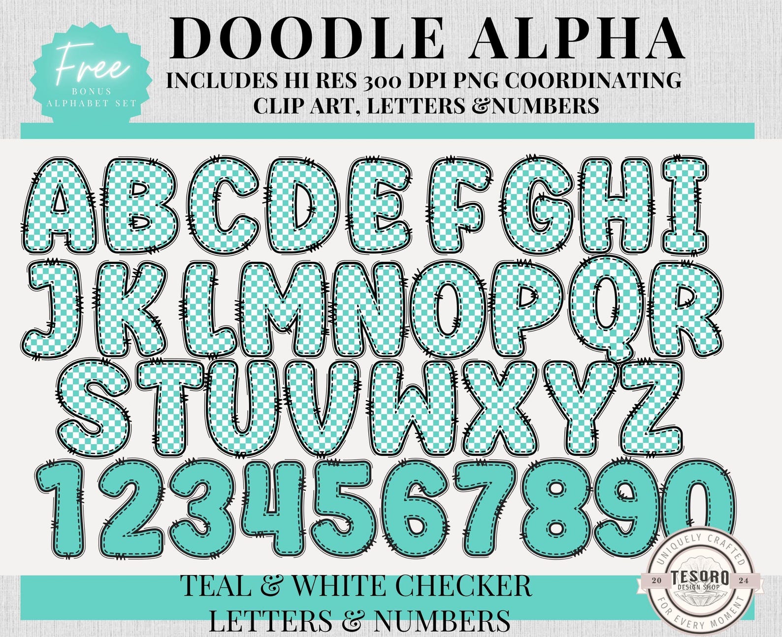 Checker Doodle Alphabet Bundle |checker Retro Font Letters & Clipart ...