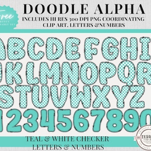Checker Doodle Alphabet Bundle |checker Retro Font Letters & Clipart ...