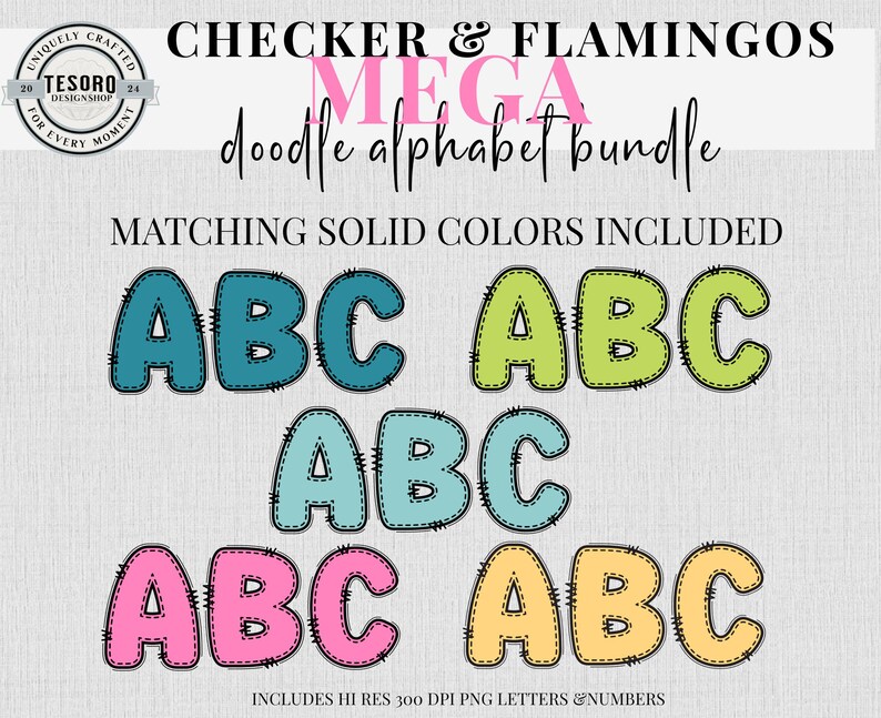 Checker Doodle Alphabet Bundle |tropical Summer Letter Clipart ...