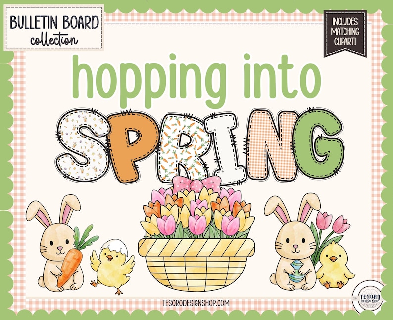 Spring Classroom Bulletin Board | Hopping Bunny Chick Easter Theme ...