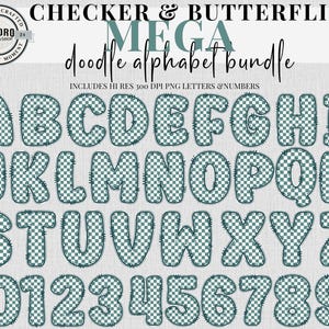 Checker Doodle Alphabet Bundle| Pastel Green Cream Pink Checker ...