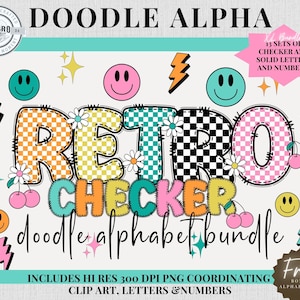 Checker Doodle Alphabet Bundle |checker Retro Font Letters & Clipart ...