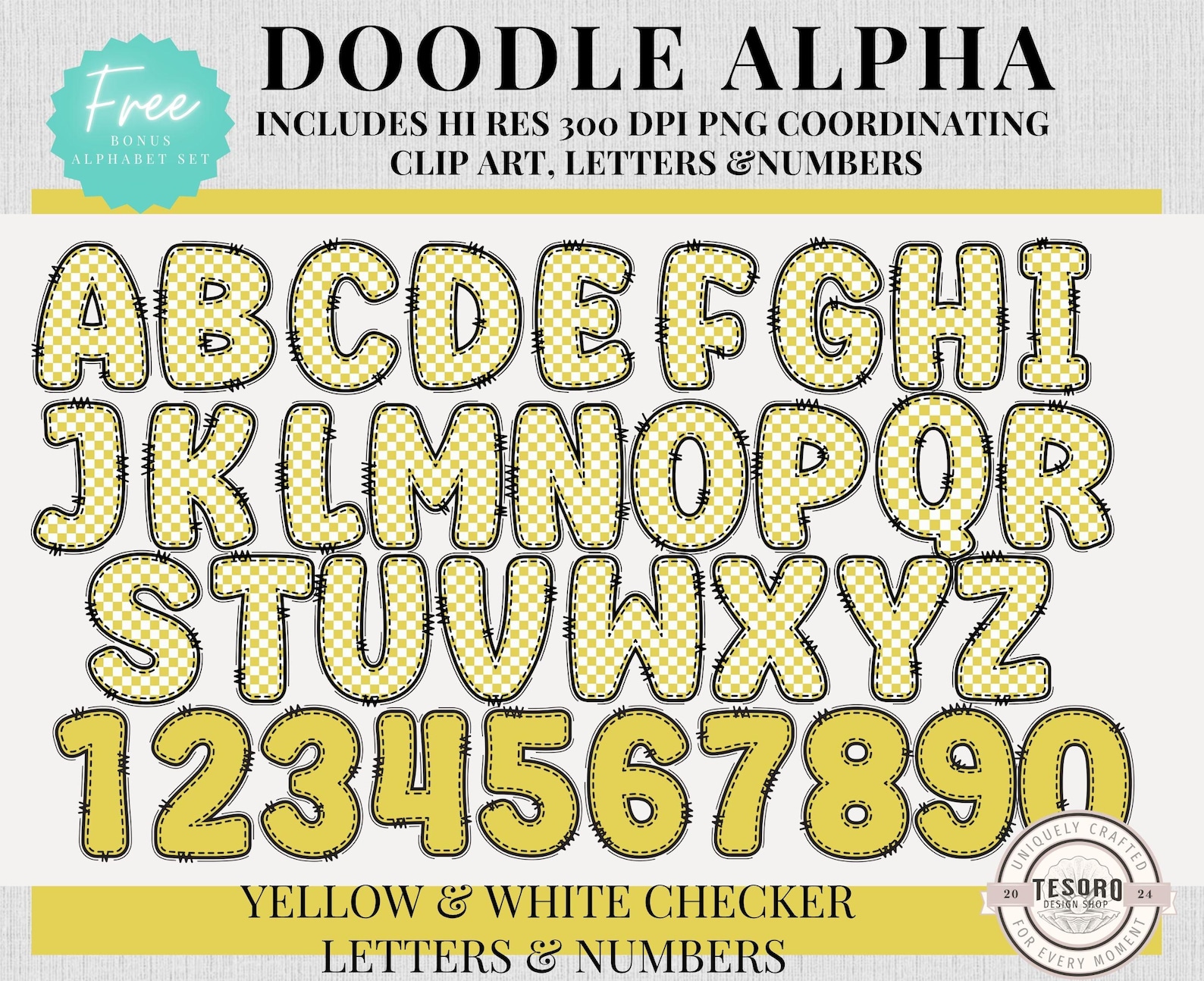 Checker Doodle Alphabet Bundle |checker Retro Font Letters & Clipart ...
