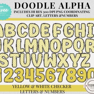 Checker Doodle Alphabet Bundle |checker Retro Font Letters & Clipart ...