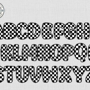 Checker Alphabet Bundle Doodle PNG | Pink Checker Retro Letters School ...