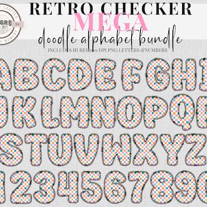 Checker Doodle Alphabet Bundle |checker & Smiley Letters |retro Font ...