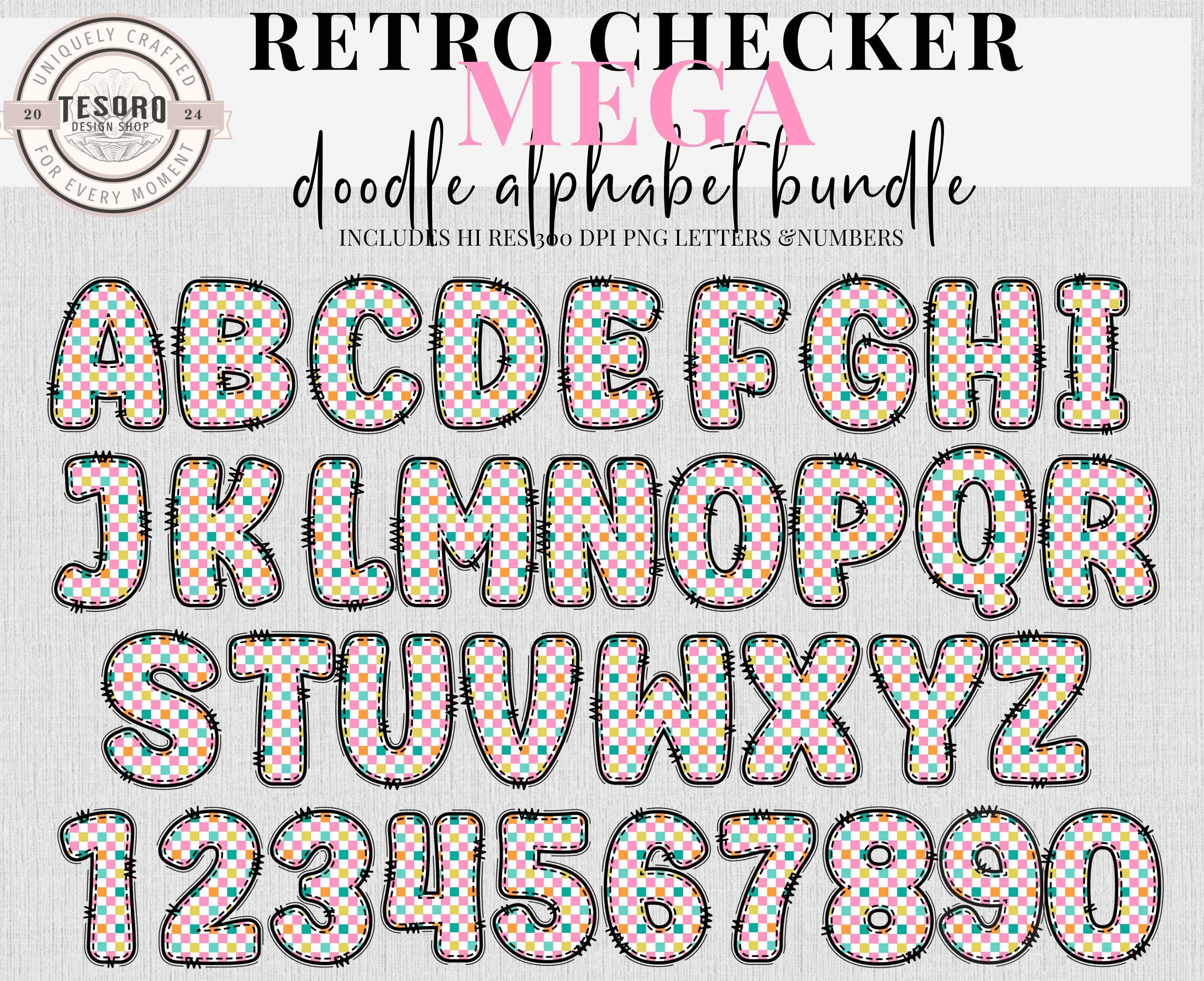 Checker Doodle Alphabet Bundle |checker & Smiley Letters |retro Font ...