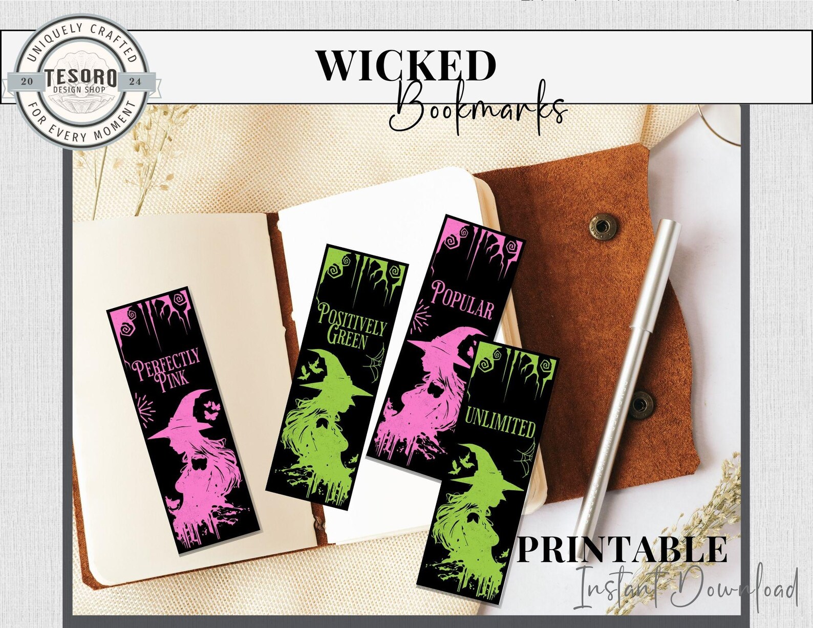 Witch Wicked Bookmark Printable | Custom Bookmarks Popular |pink ...