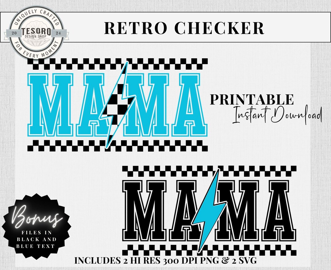 Retro Checker Mama PNG Check Lightening Mom Sublimination Digital ...