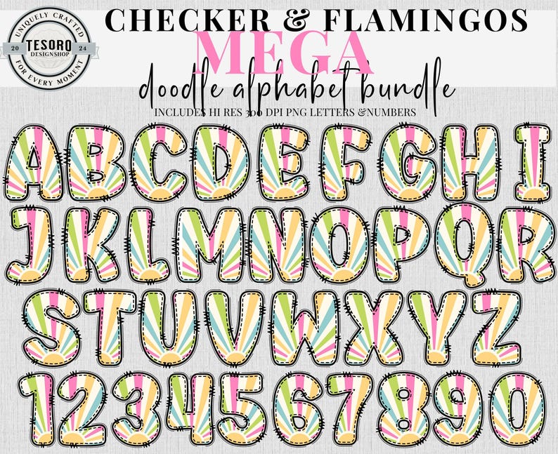 Checker Doodle Alphabet Bundle |tropical Summer Letter Clipart ...