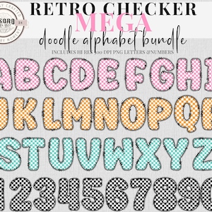 Checker Doodle Alphabet Bundle |checker & Smiley Letters |retro Font ...