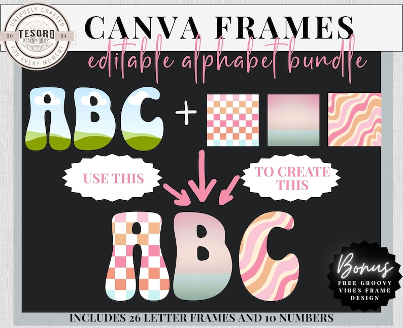 Canva Frame Editable Doodle Letter |A-Z Outline Letters |customizable ...