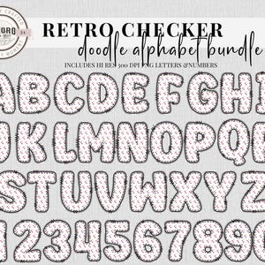 Disco Checker Cherry Retro Doodle Alphabet PNG Font |letter and Clipart ...