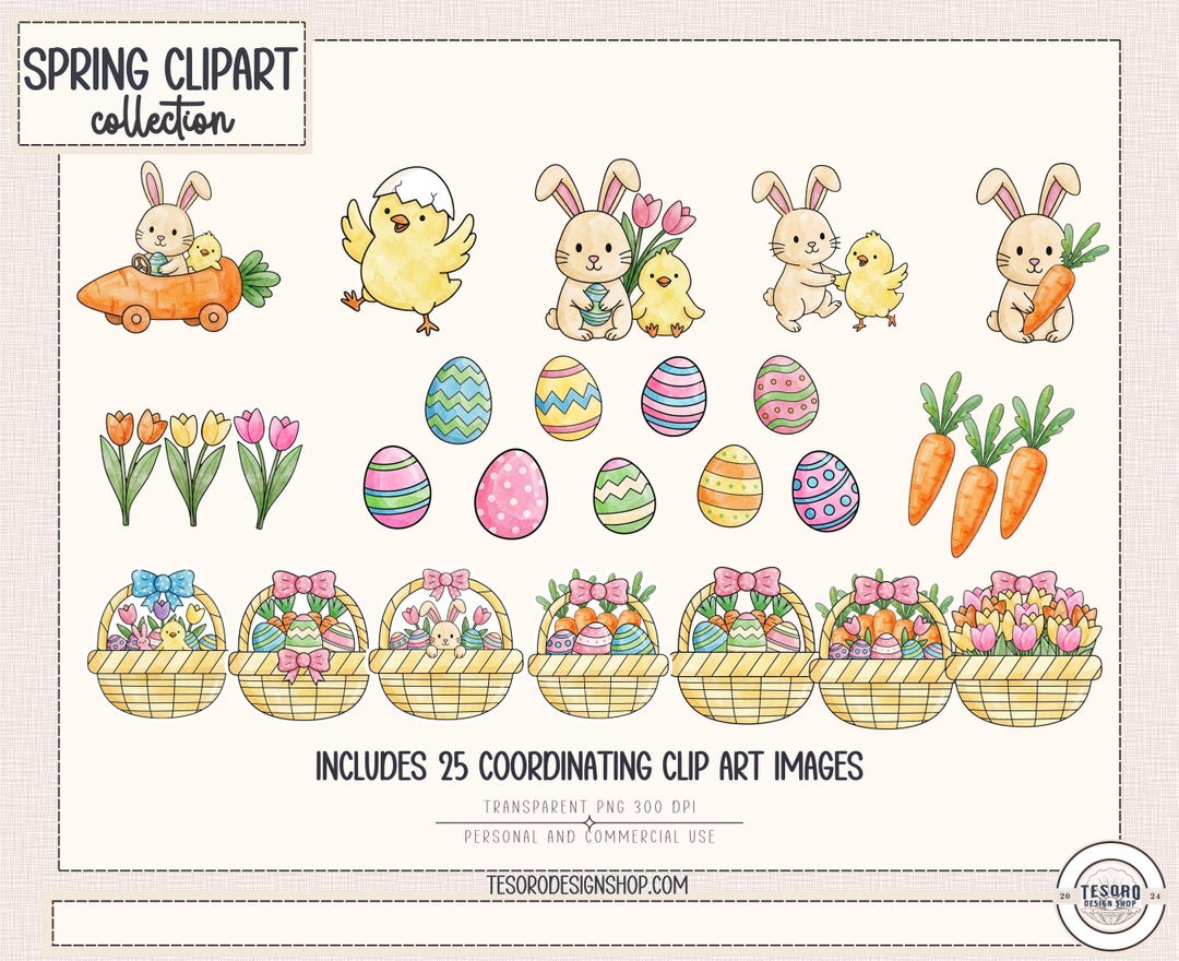 Bunny Clip Art Bundle |carrot Patch Easter PNG Graphics |spring Clip ...