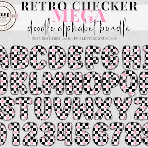 Checker Doodle Alphabet Bundle |checker & Smiley Letters |retro Font ...