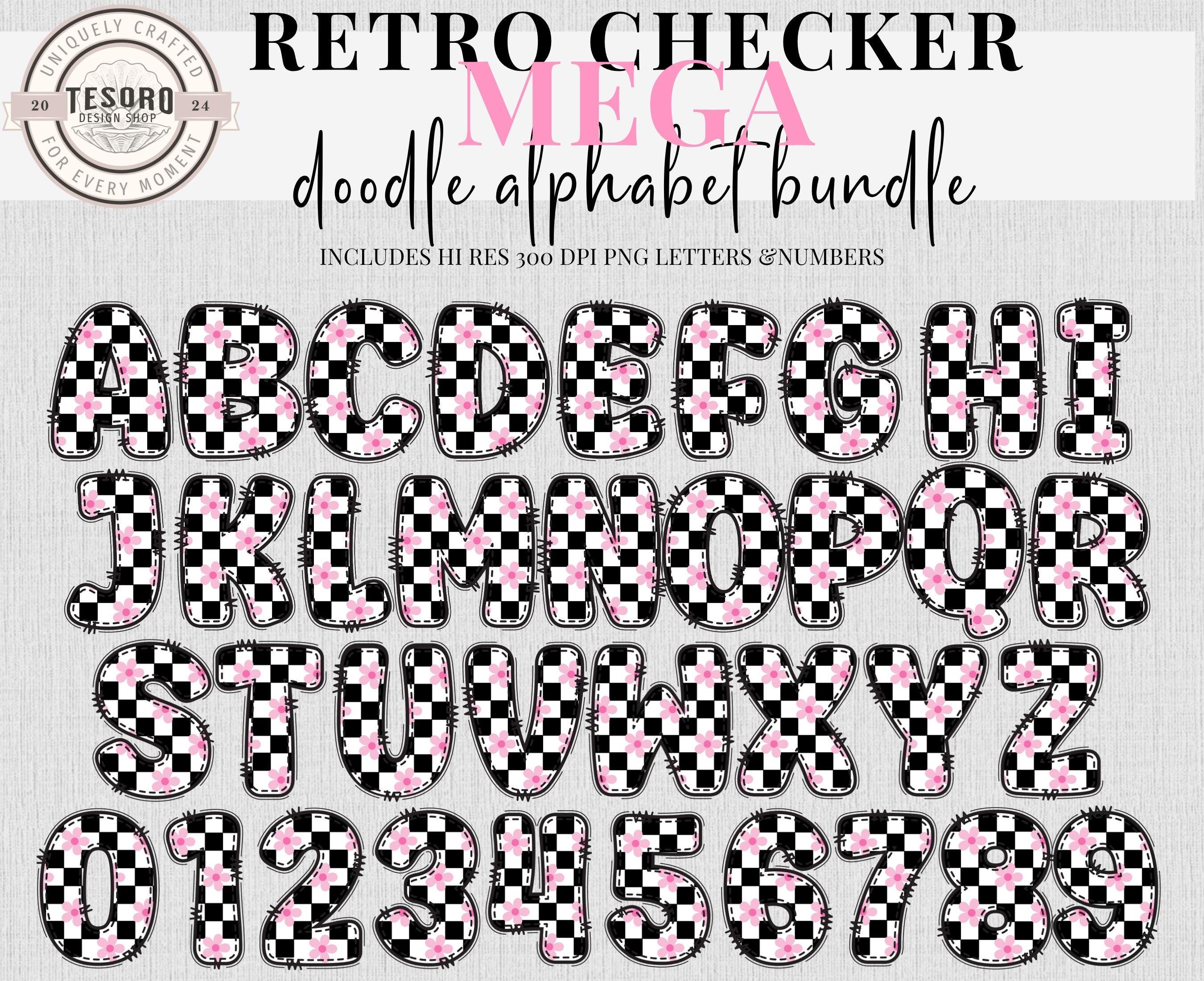 Checker Doodle Alphabet Bundle |checker & Smiley Letters |retro Font ...