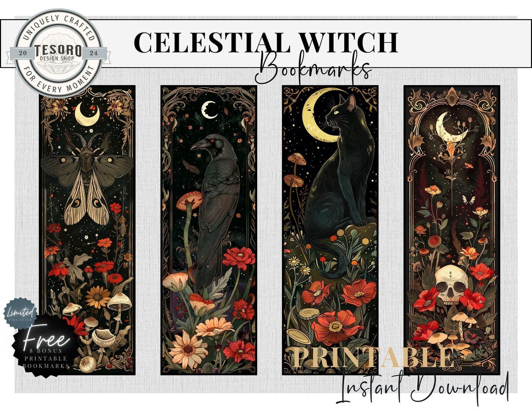 Celestial Witchy Bookmark Printable | Custom Bookmarks | Aesthetic ...