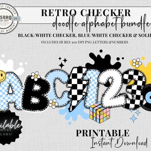 Checker Alphabet Bundle Doodle PNG | Pink Checker Retro Letters School ...