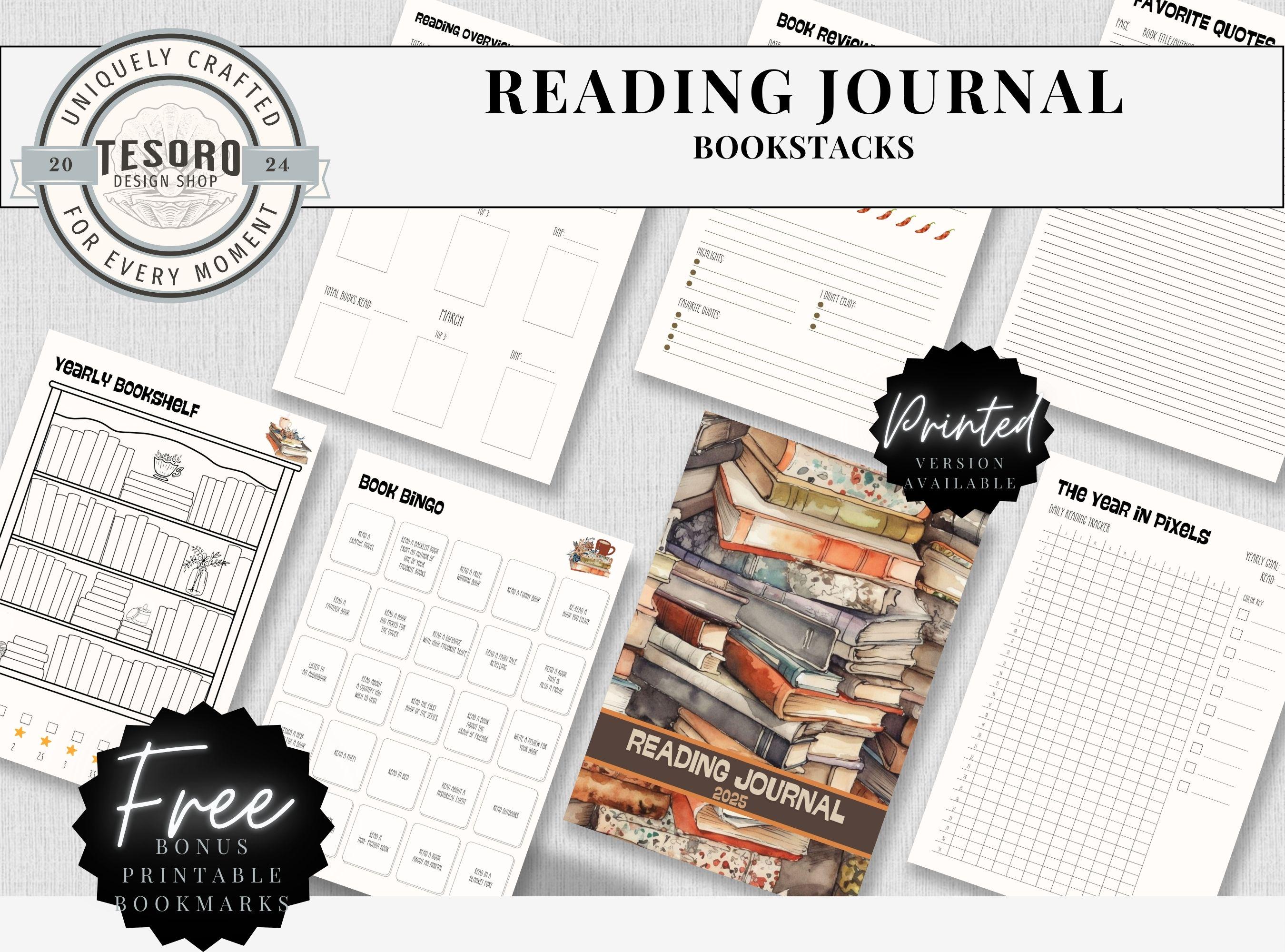 2025 Reading Journal Bookstacks Book Review | Bookshelf Tracker | Gift ...