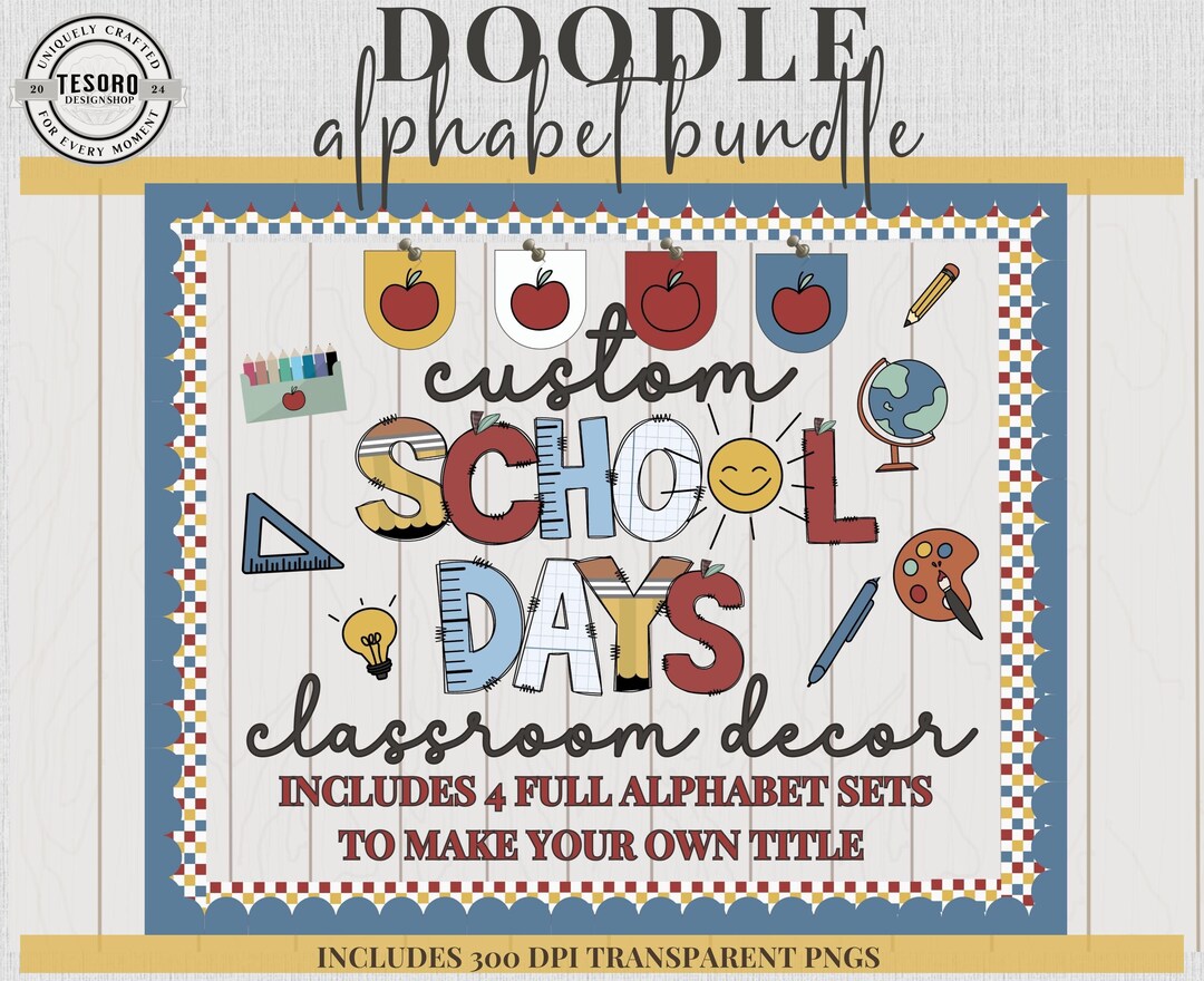 School Days Bulletin Board Kit | Printable Alphabet Letters Classroom ...