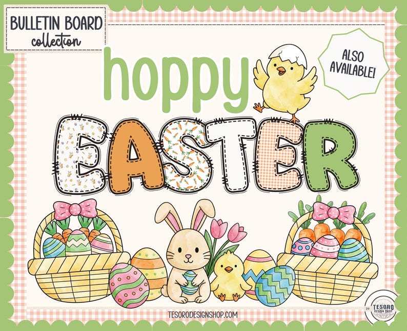 Spring Classroom Bulletin Board | Hopping Bunny Chick Easter Theme ...