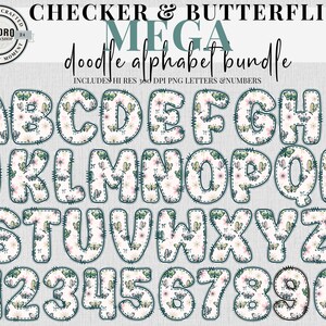 Checker Doodle Alphabet Bundle| Pastel Green Cream Pink Checker ...