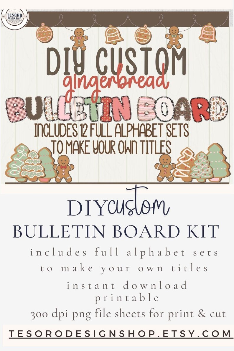 Winter Gingerbread Bulletin Board Kit |custom Christmas Classroom Decor ...
